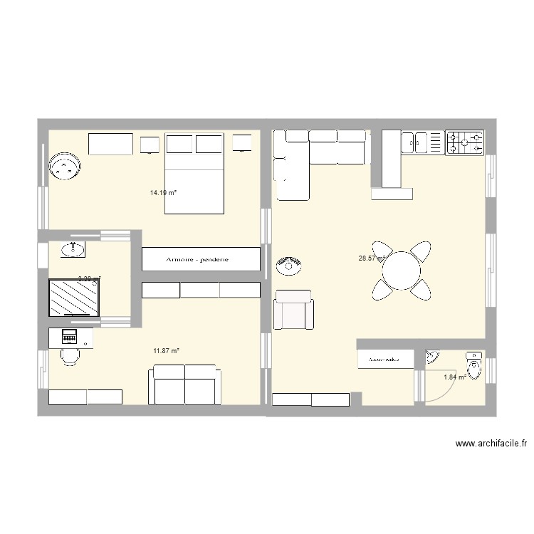 Maison 65 m2 - Plan dessiné par zoluc