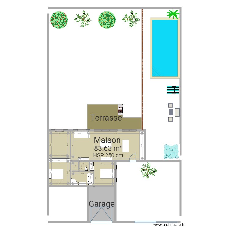 Maison t4 83m2 jardin 570m2 - Plan dessiné par Taty973