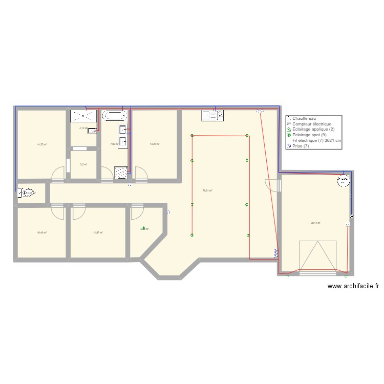 Exercice chauffage - Plan dessiné par arthur...