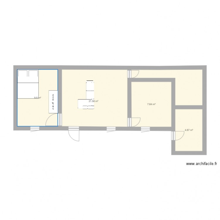 mon plan 2 chambre salon douche cuisine - Plan dessiné par lemib