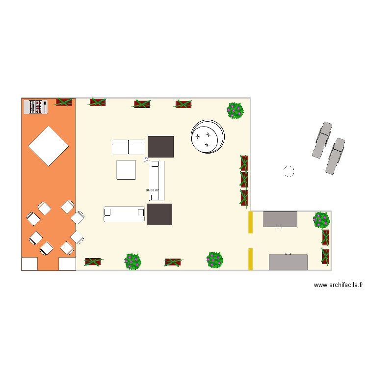 Terrasse - Plan 1 pièce 95 m2 dessiné par mhlamarque