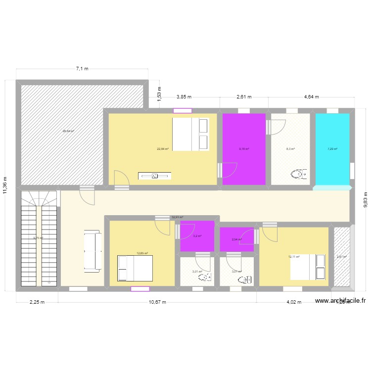 First Floor - Plan 14 pièces 156 m2 dessiné par devjack