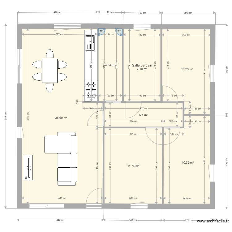 maison 80m bis - Plan dessiné par bretbret