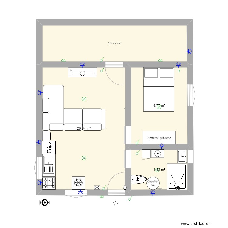 maison boi -40m2 - Plan 4 pièces 45 m2 dessiné par jeremsss71