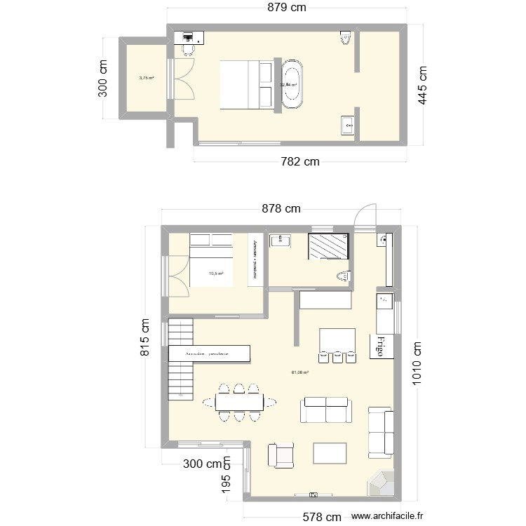 maison forêt - Plan 4 pièces 108 m2 dessiné par katoundum