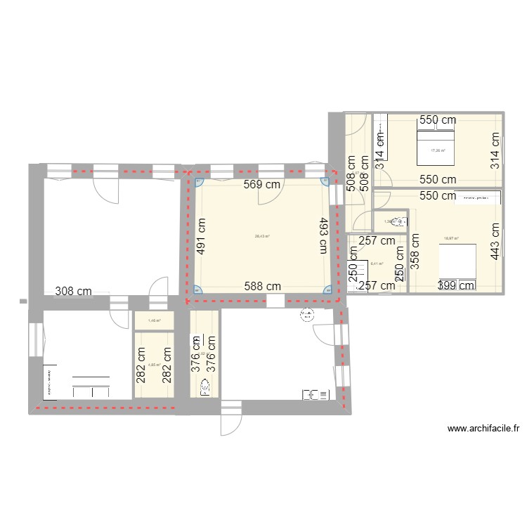DRAIN - Plan 9 pièces 89 m2 dessiné par DUV