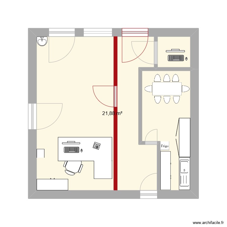 Plan Bureau - Plan 1 pièce 22 m2 dessiné par CindyPr26