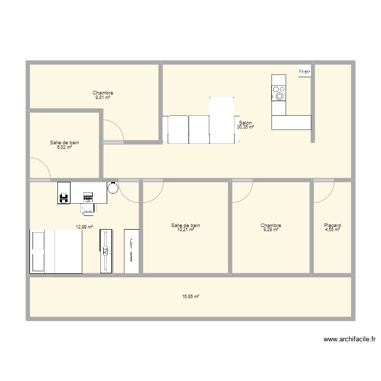 90m2 - Plan dessiné par YNZ
