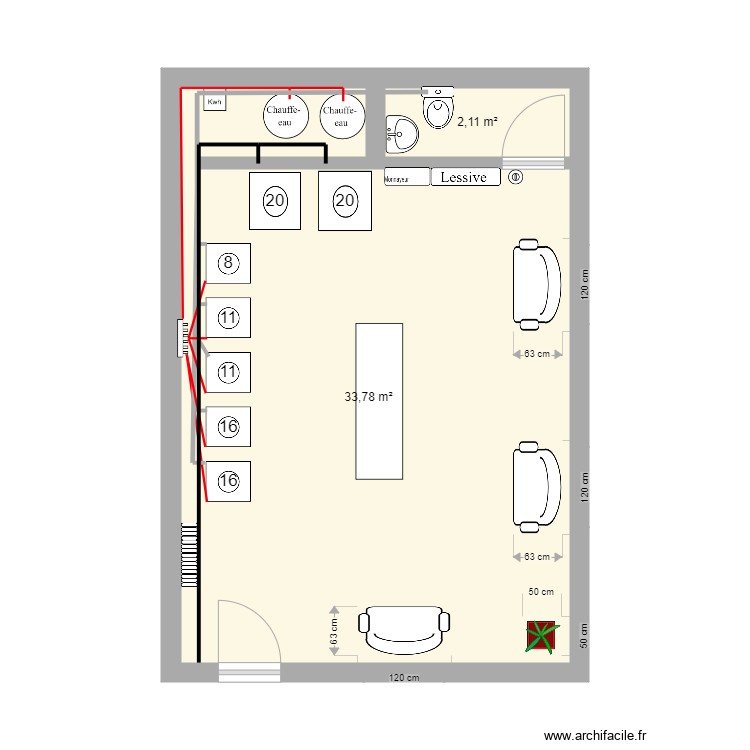 Laverie Mougins - Plan 2 pièces 36 m2 dessiné par corte06