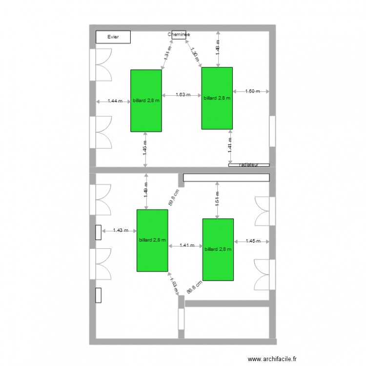 salle billard - Plan dessiné par upbillard