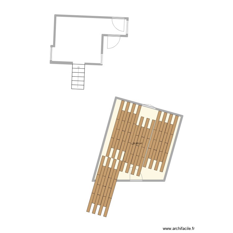passerelle - Plan 1 pièce 21 m2 dessiné par fbonin