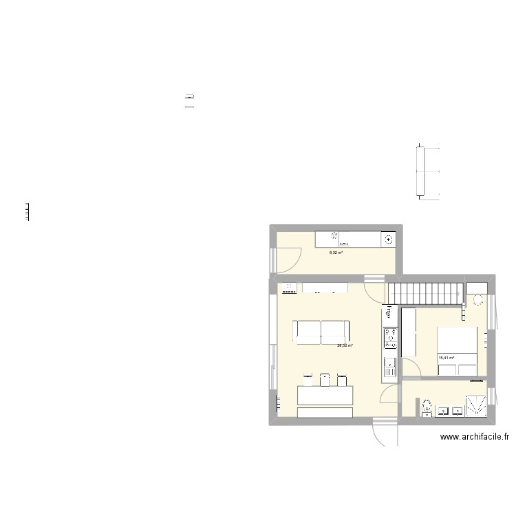 Plan rix 2 - Plan 3 pièces 52 m2 dessiné par Jennydepoortere