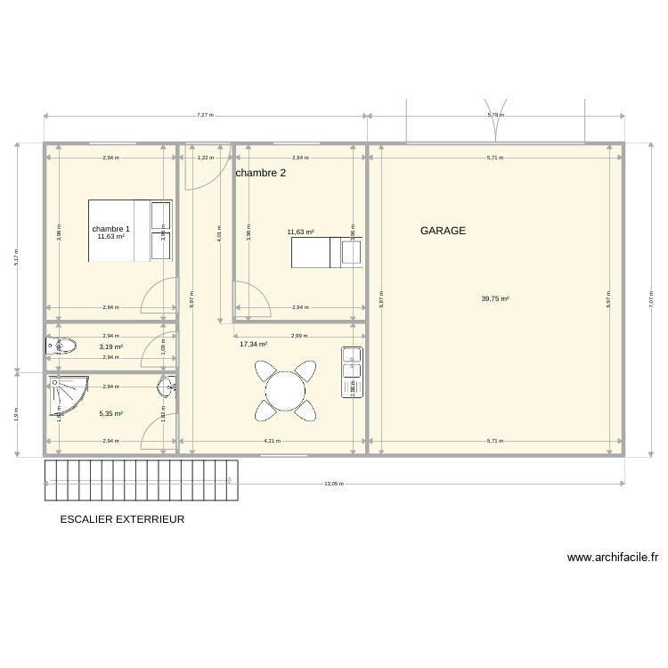 terrain national - Plan 6 pièces 89 m2 dessiné par safrane22