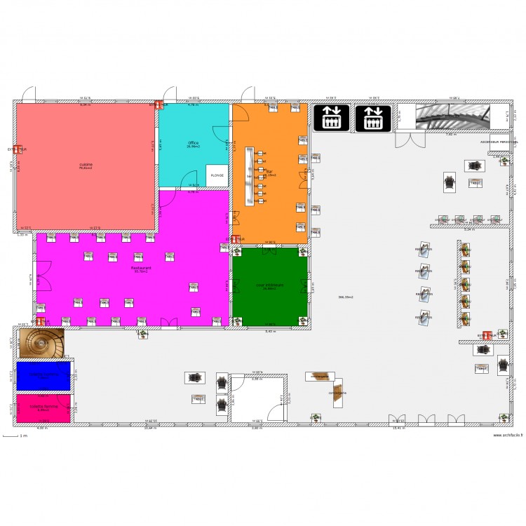 plan RDC hotel - Plan dessiné par ENAIRO33