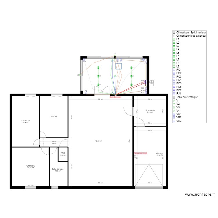 Plan electrique avec circuits - Plan dessiné par aoshipt