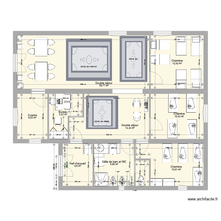 Projet MAM - Plan 9 pièces 105 m2 dessiné par emimam