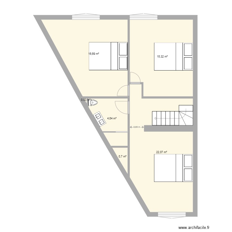 remise - Plan 6 pièces 59 m2 dessiné par ecochak