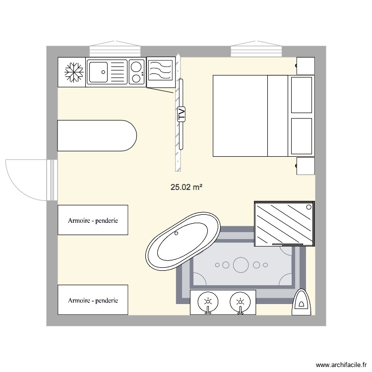 loft 25m2 - Plan dessiné par jjbm