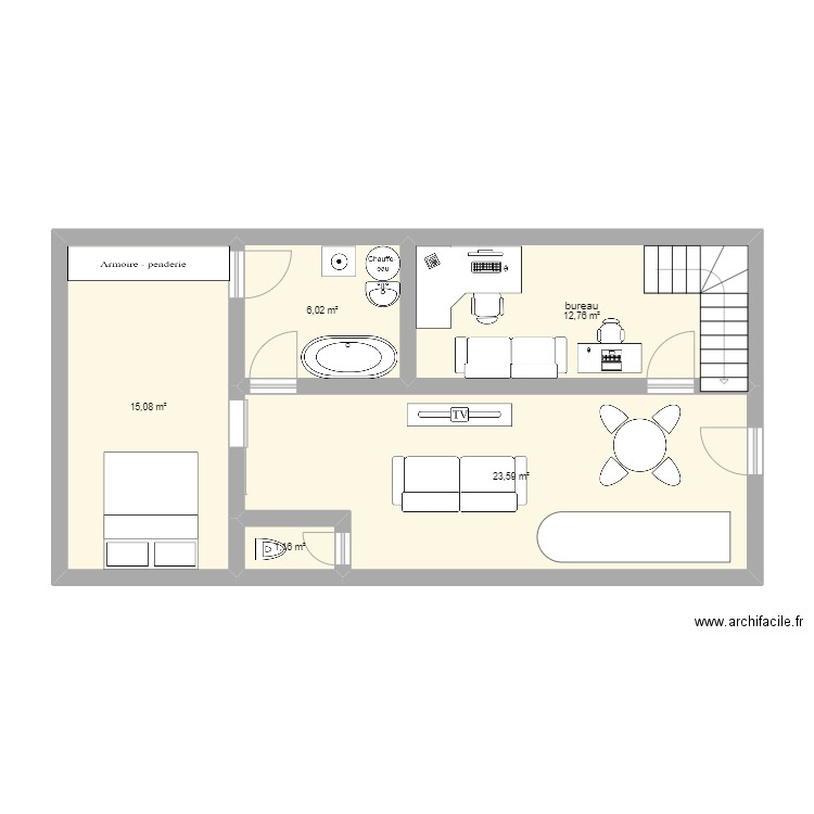 Plan – 60m2 test 1 – Par moi2342 ️ | ArchiFacile