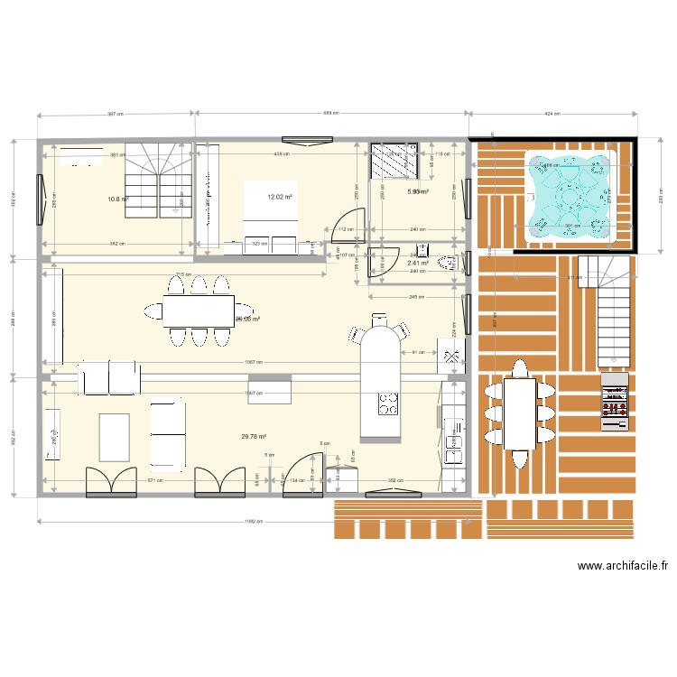 Plan RDC modifie avec escalier - Plan dessiné par OLIV68