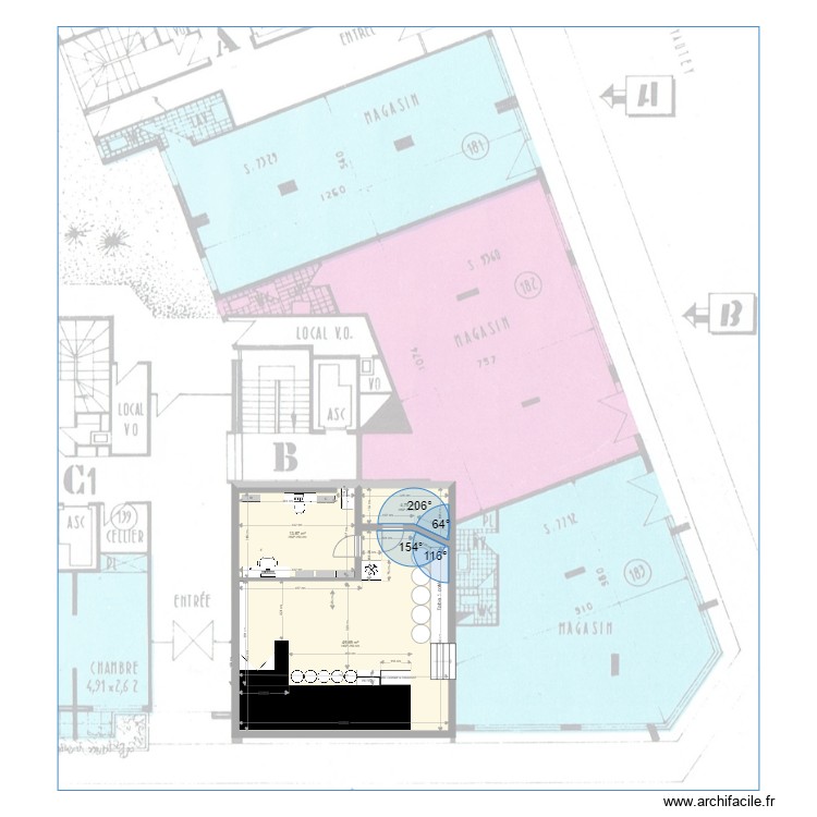 BACK OFFICE plan vide - Plan 3 pièces 68 m2 dessiné par pharmacielyautey