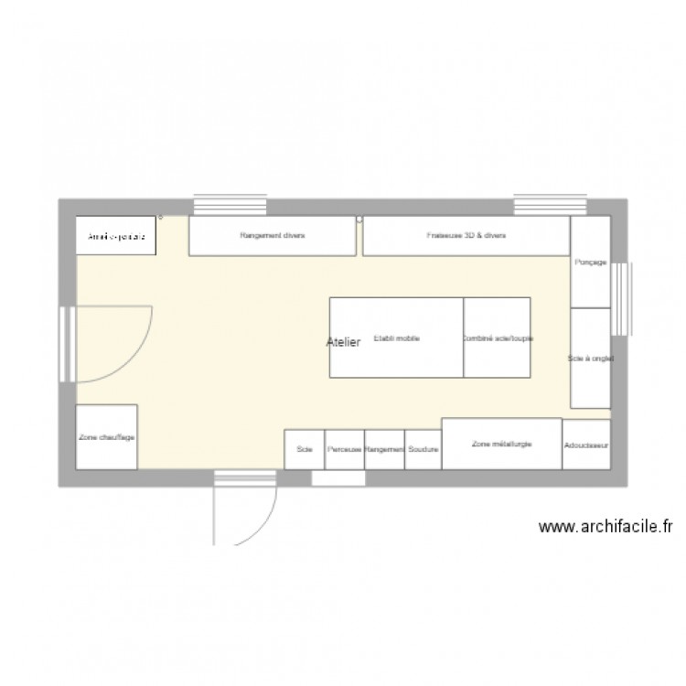 Atelier - Plan 1 pièce 30 m2 dessiné par KELLER Michel