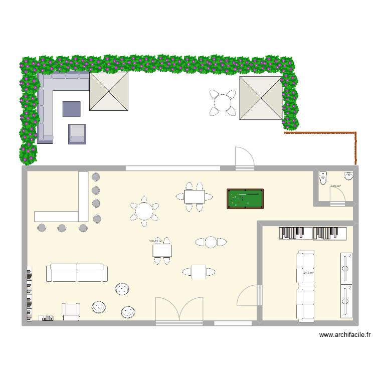 projet bar - Plan 3 pièces 133 m2 dessiné par alexandra desteuque