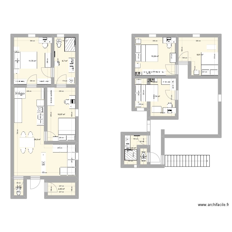 Appartement 55 m2 - Plan dessiné par Gavby