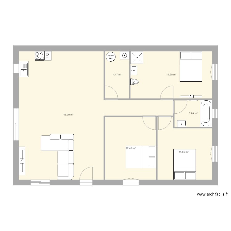 maison 90m2 - Plan dessiné par Aurelche