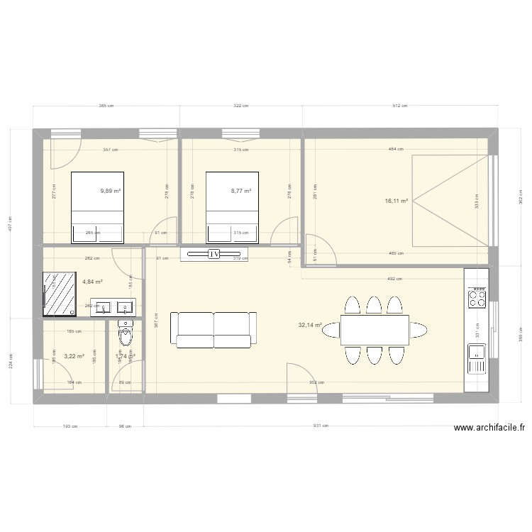 T3 rdc - Plan dessiné par moi12450