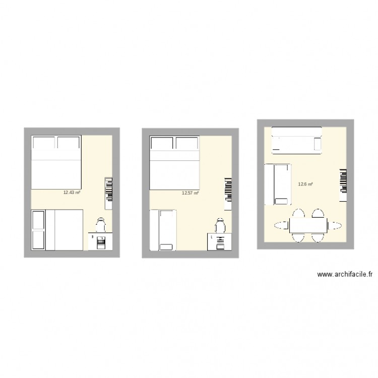 essai studio 2 canapés - Plan dessiné par la_thib