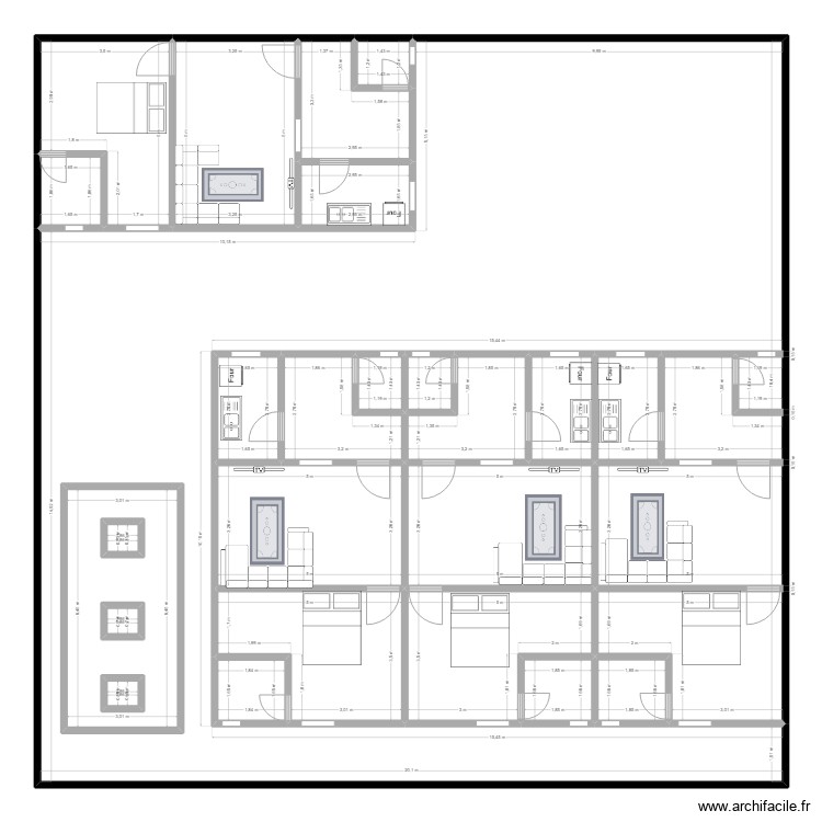 Plan – chambre salon douche cuisine – Par konan56 ️ | ArchiFacile