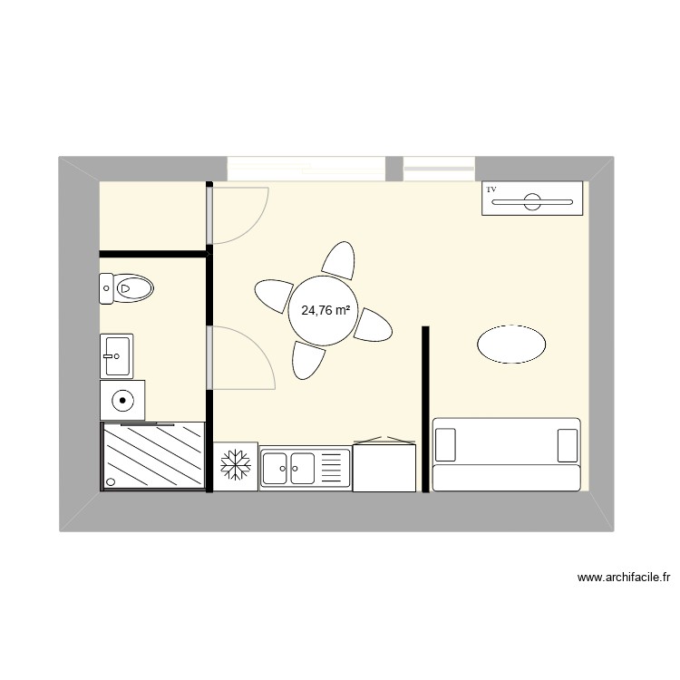 Plan studio - Plan 1 pièce 25 m2 dessiné par Fred49460