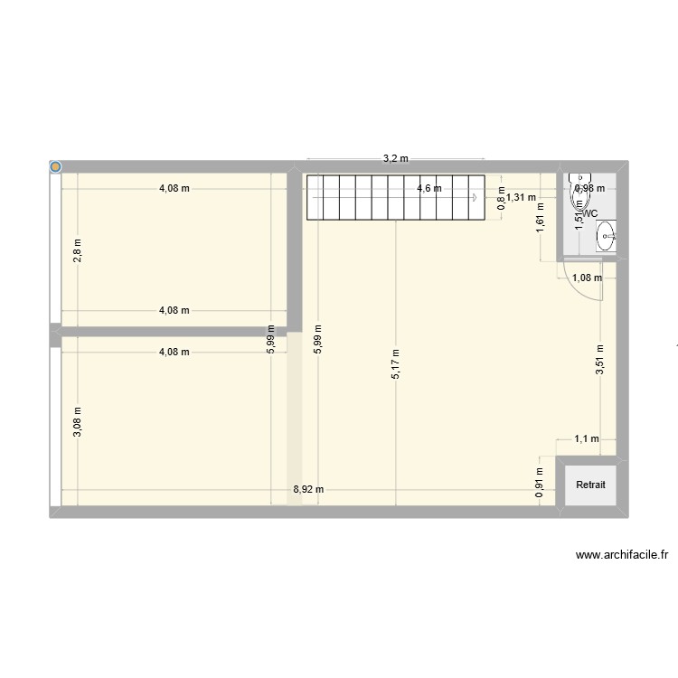 Magasin laverie - Plan 3 pièces 58 m2 dessiné par NajibB