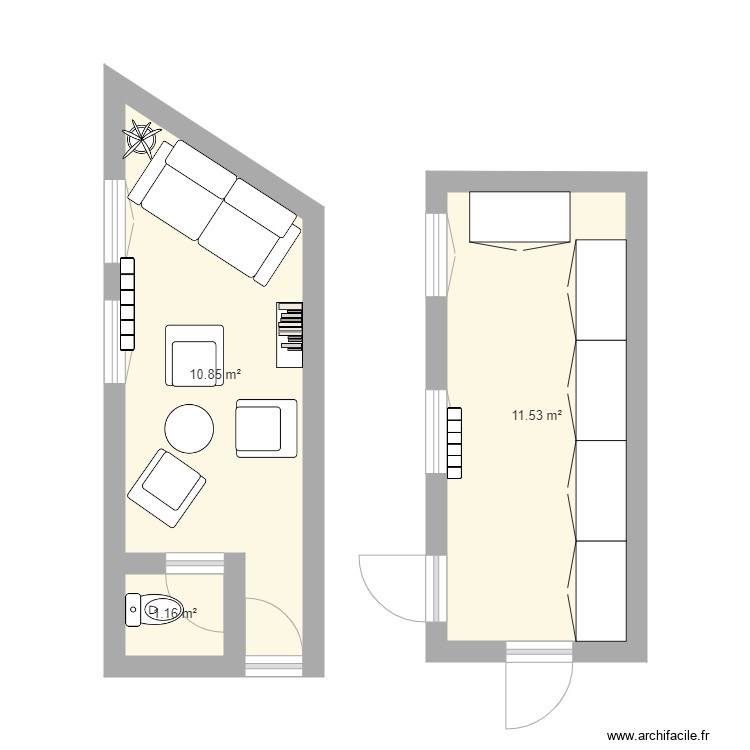 Cuisine et salle de repos - Plan dessiné par remigueu