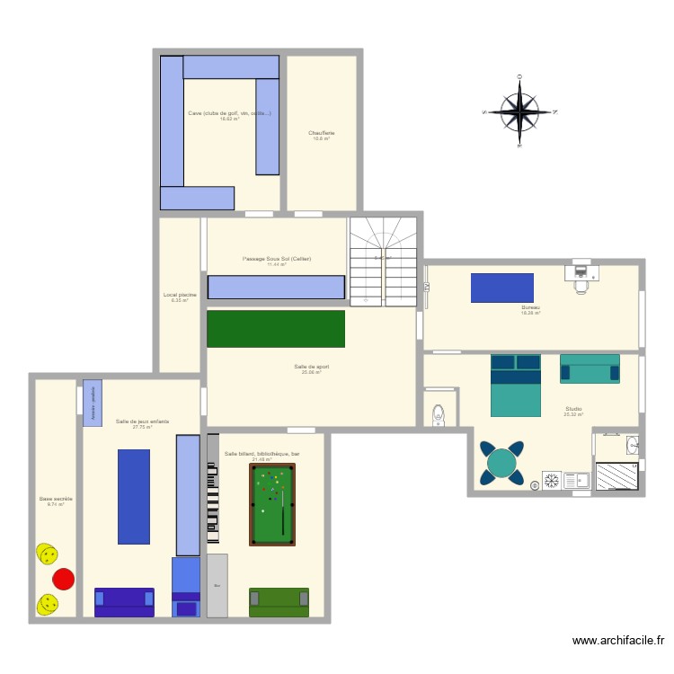 Plan – Sous Sol aménagé – Par carovaniet ️ | ArchiFacile
