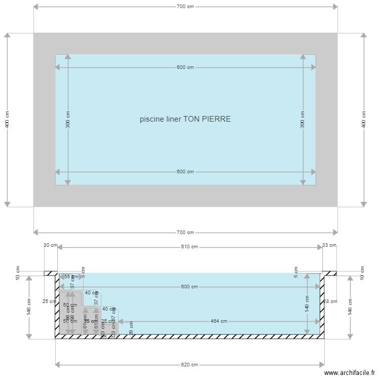 plan de coupe piscine Anglet - Plan dessiné par cedric...