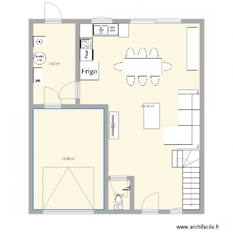 maison rdc - Plan dessiné par beauv