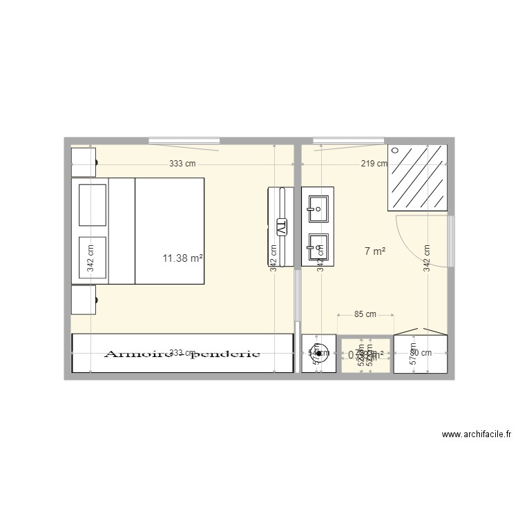 Chambre douche - Plan dessiné par dudule danelon