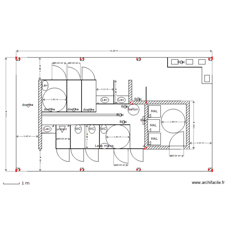 sanitaire 2013 dimensions 3 - Plan dessiné par Capaventure