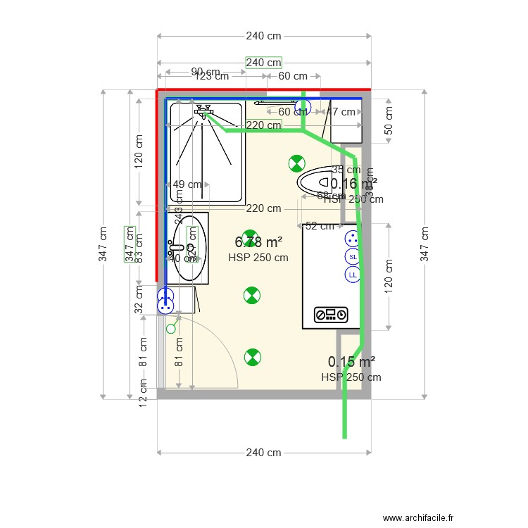 douche - Plan dessiné par la...