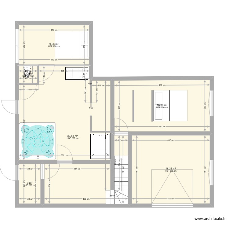 Sous sol 3 - Plan 6 pièces 89 m2 dessiné par florian3030
