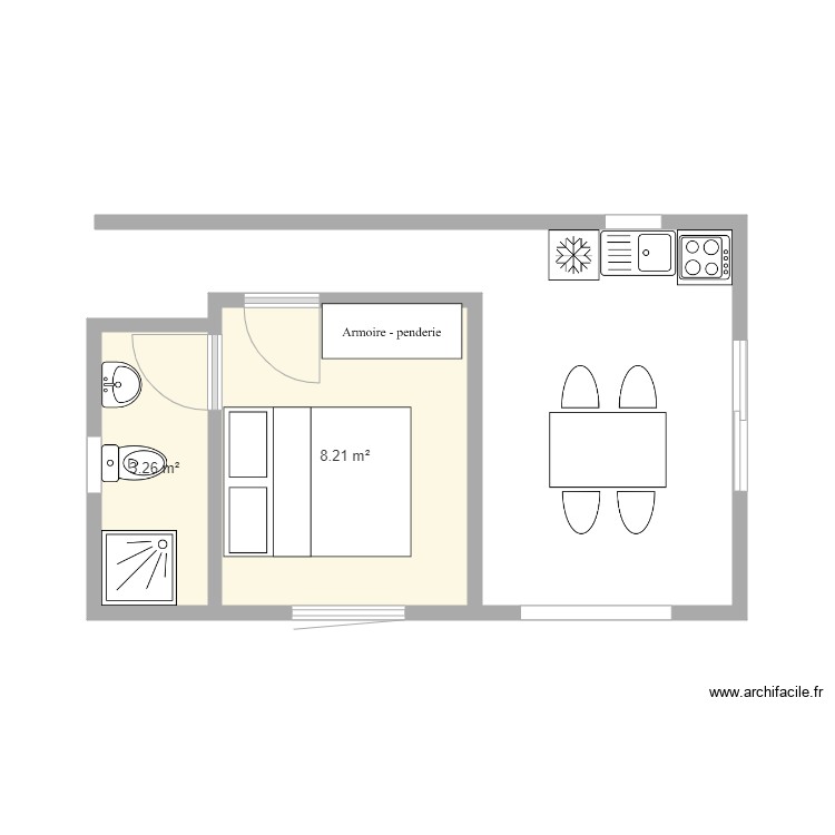 cuisine studio - Plan dessiné par lasson emile