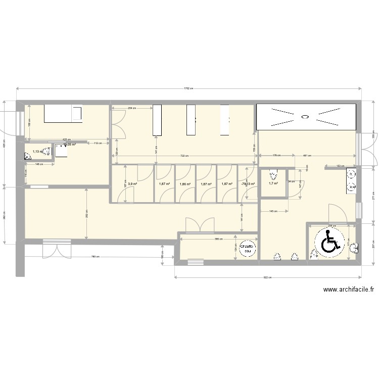 Local Piscine - Plan 10 pièces 35 m2 dessiné par Jeff81260