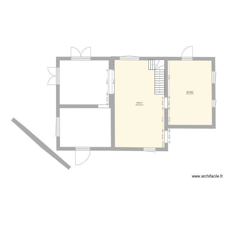 rdc - Plan 2 pièces 48 m2 dessiné par sam morell