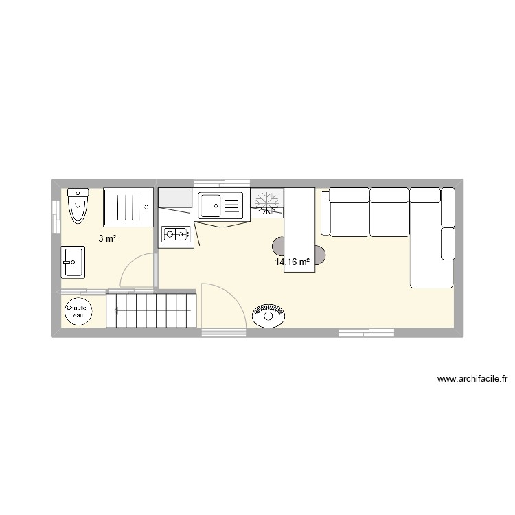 tini - Plan 2 pièces 17 m2 dessiné par blac