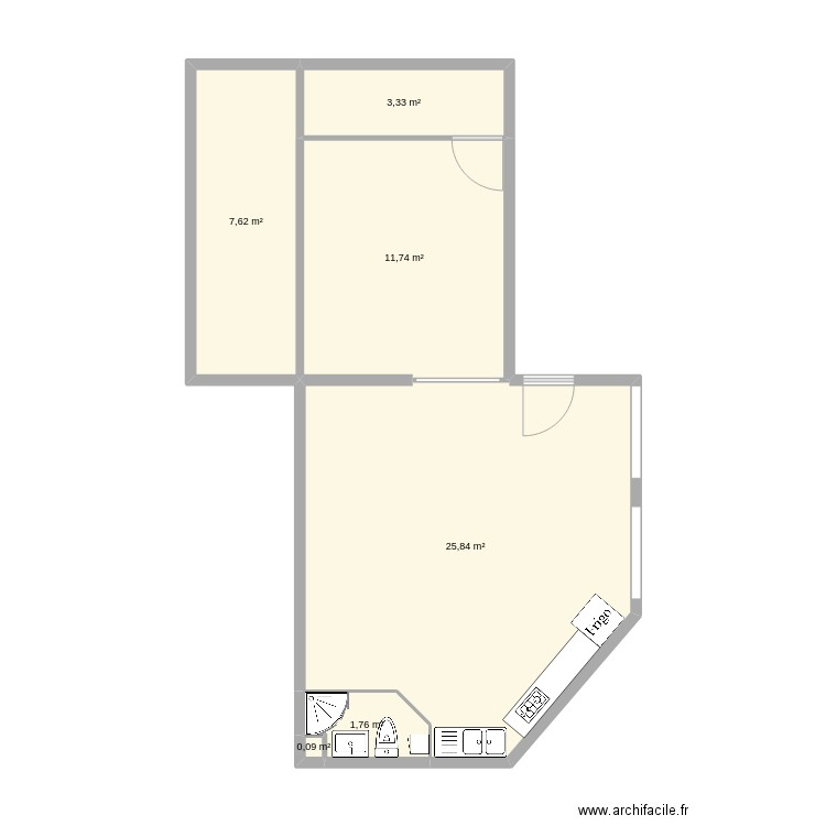 mon studio - Plan 6 pièces 50 m2 dessiné par tonton643