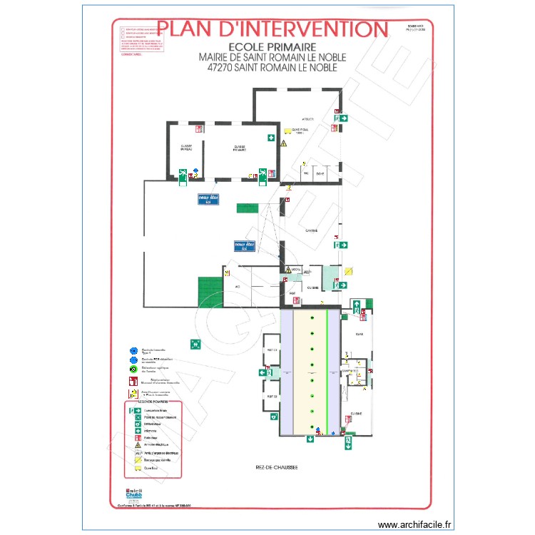 Plan alarme Incendie Primaire Salle des fêtes - Plan dessiné par SAS EDMI