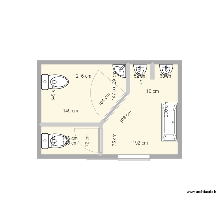 wc mixte - Plan dessiné par magnix