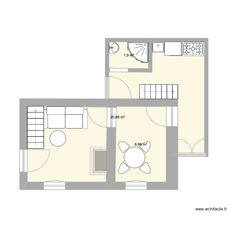 ERMITAGE - Plan 4 pièces 30 m2 dessiné par LUCIDEAPP